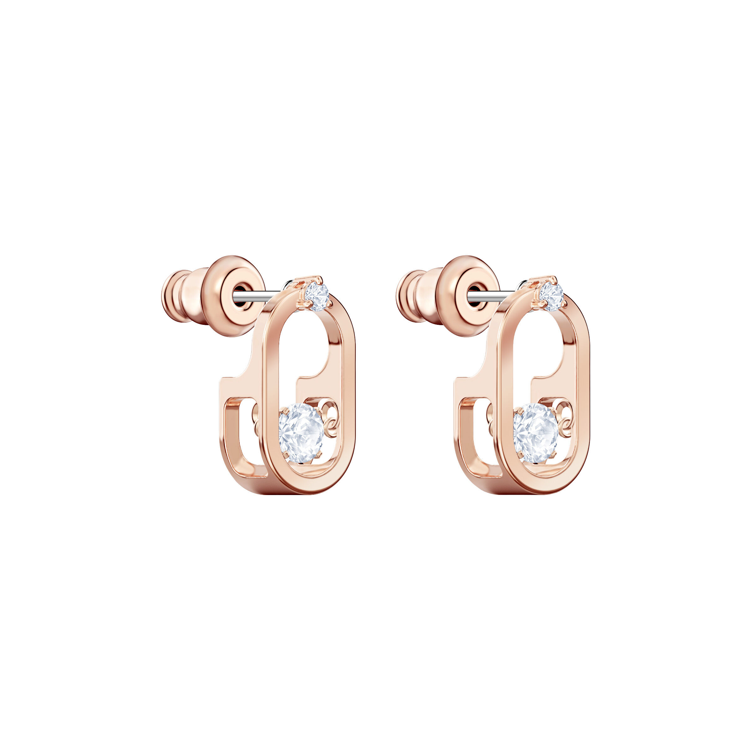 Buy Swarovski Swarovski Sparkling Dance stud earrings Round cut Oval shape White Rose gold tone plated