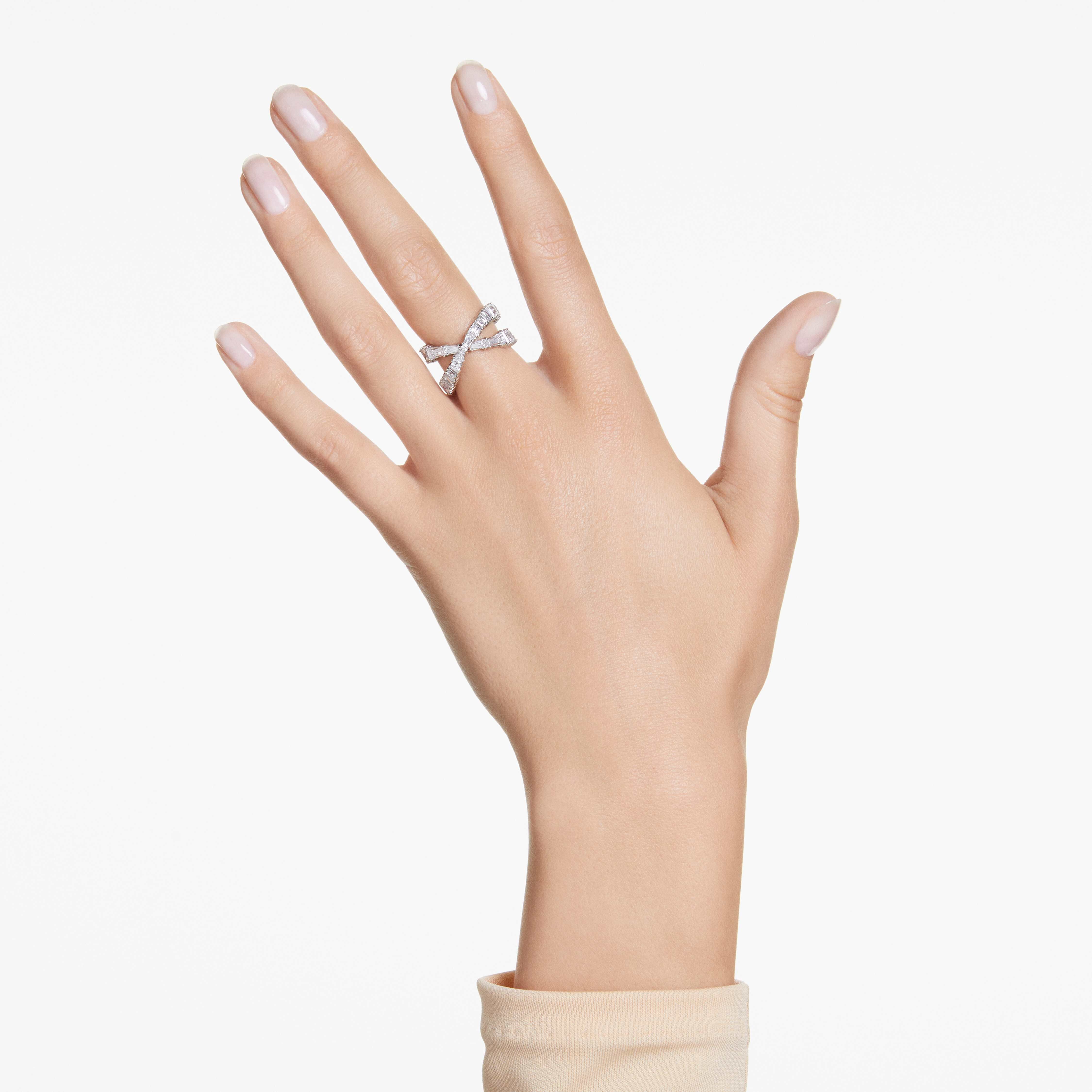 Buy Swarovski Hyperbola ring, Infinity, White, Rhodium plated