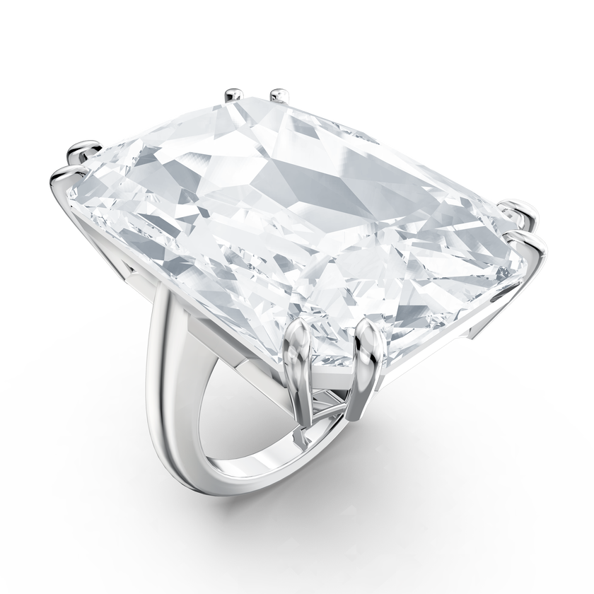 Buy Swarovski Mesmera cocktail ring, Oversized crystal, White, Rhodium ...